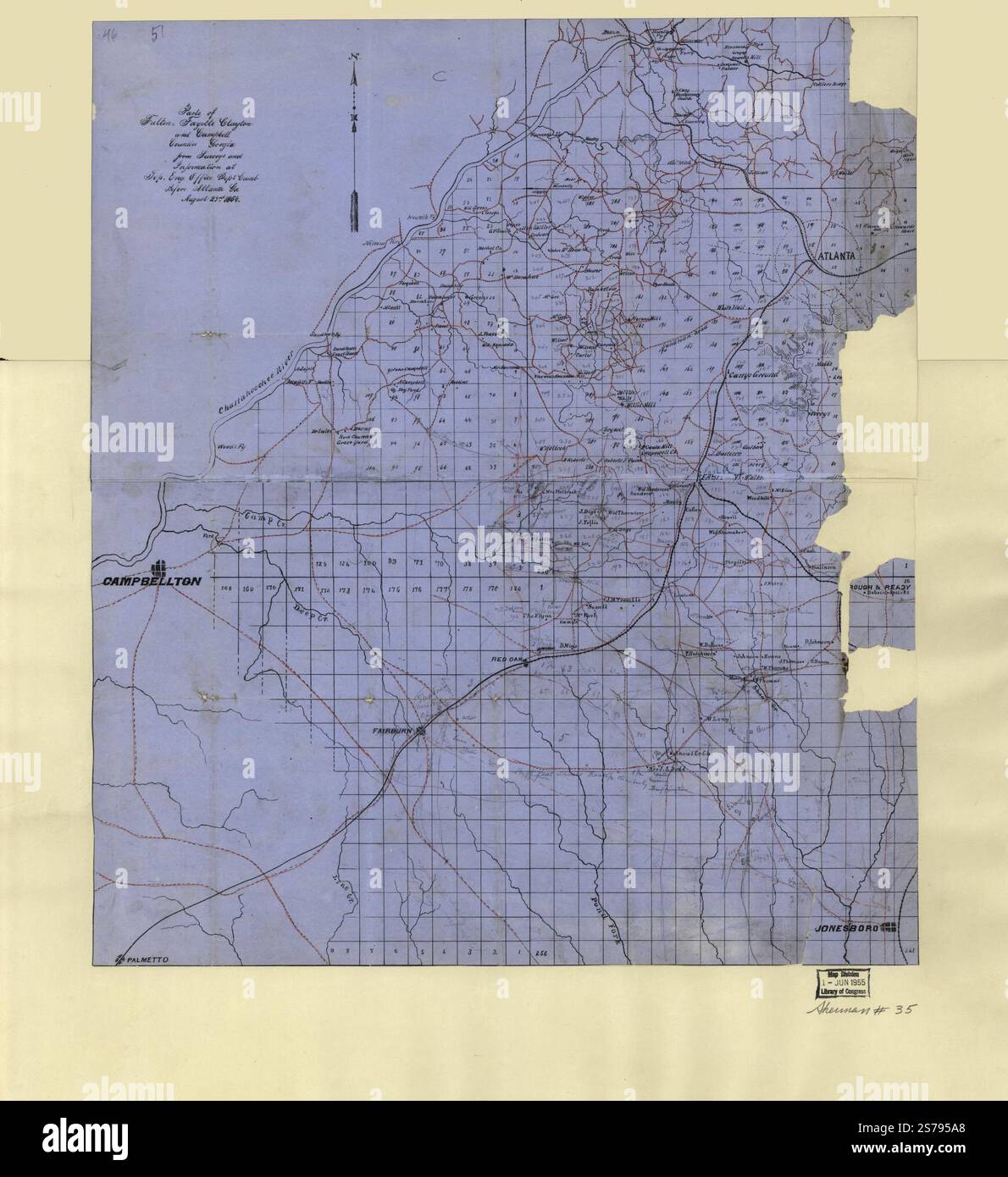 Parts of Fulton, Fayette, Clayton, and Campbell counties, Georgia 1864 ...