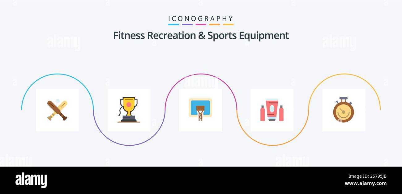 Fitness Recreation And Sports Equipment Flat 5 Icon Pack Including ...