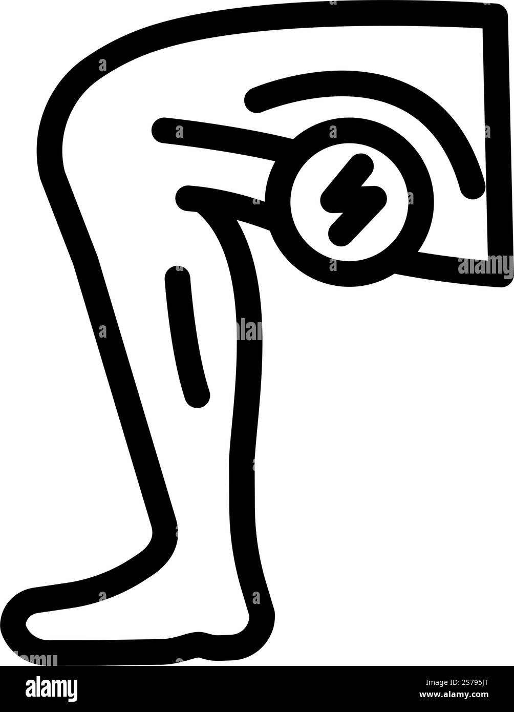 thigh pain body ache line icon vector. thigh pain body ache sign ...