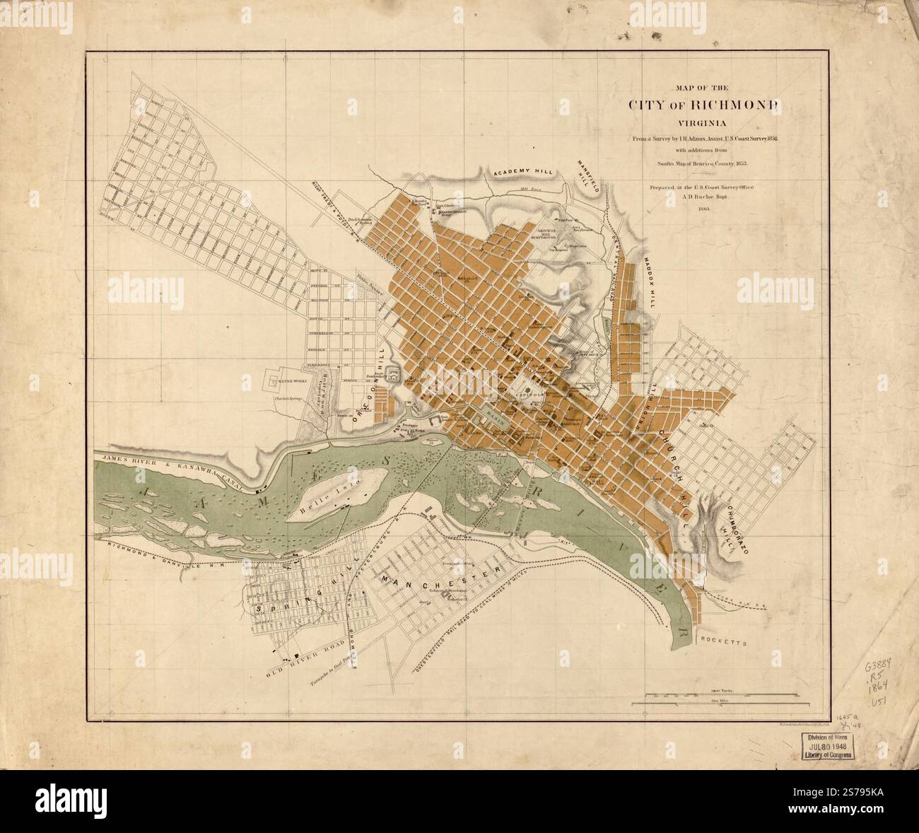 Map of the city of Richmond, Virginia 1864 by United States Coast ...