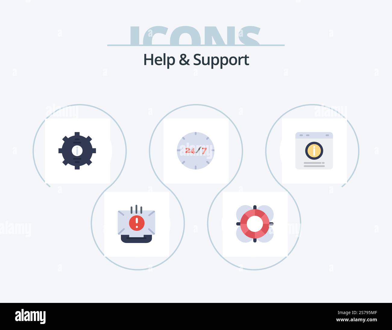 Help And Support Flat Icon Pack 5 Icon Design. customer. all day ...