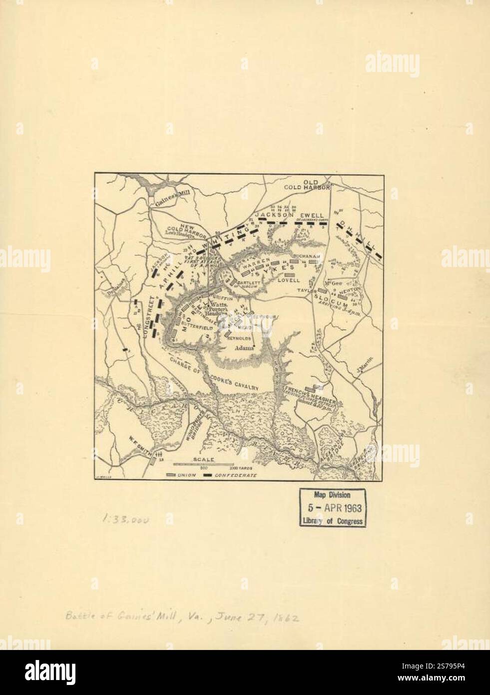 [Map of the battle field of Gaines's Mill, showing approximately the ...