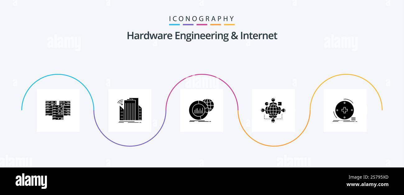 Hardware Engineering And Internet Glyph 5 Icon Pack Including logic ...