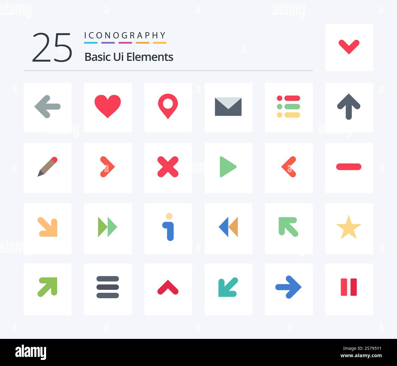 Basic Ui Elements 25 Flat Color icon pack including task. sand. map ...