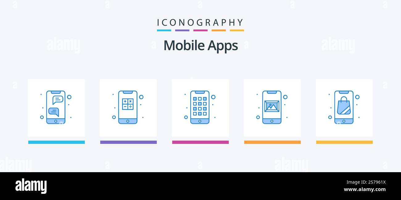 Mobile Apps Blue 5 Icon Pack Including mobile. application. interaction ...
