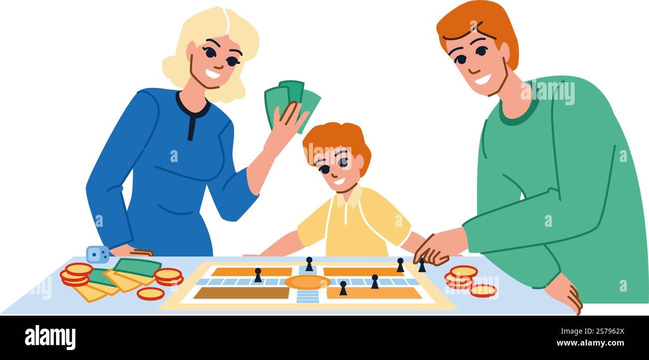family games vector. home happy, fun play, kid dad, father mother ...