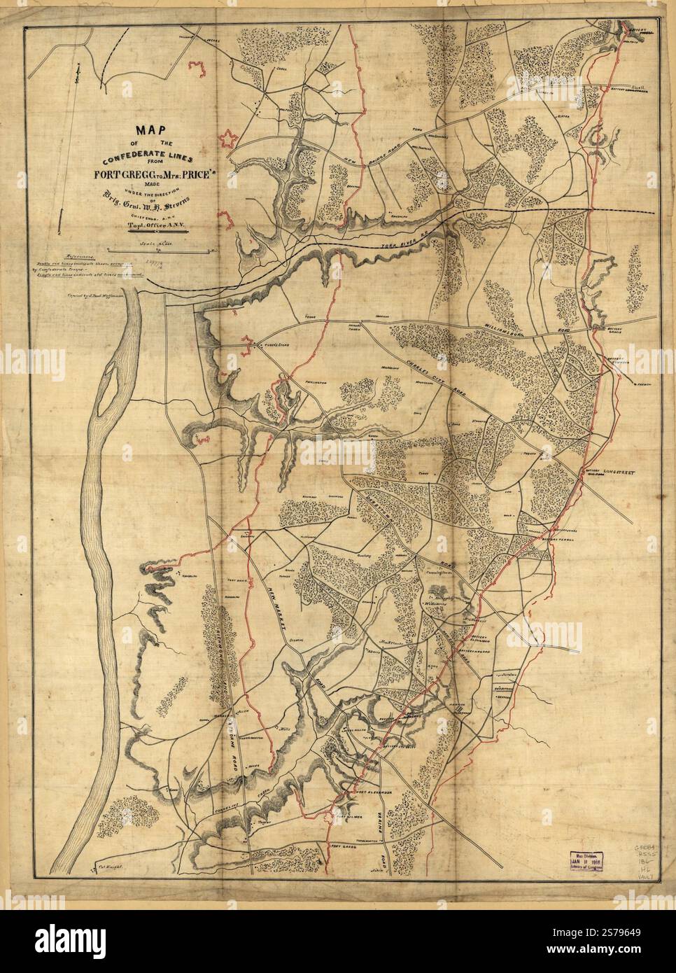 Map of the Confederate lines from Fort Gregg to Mrs. Price's ...