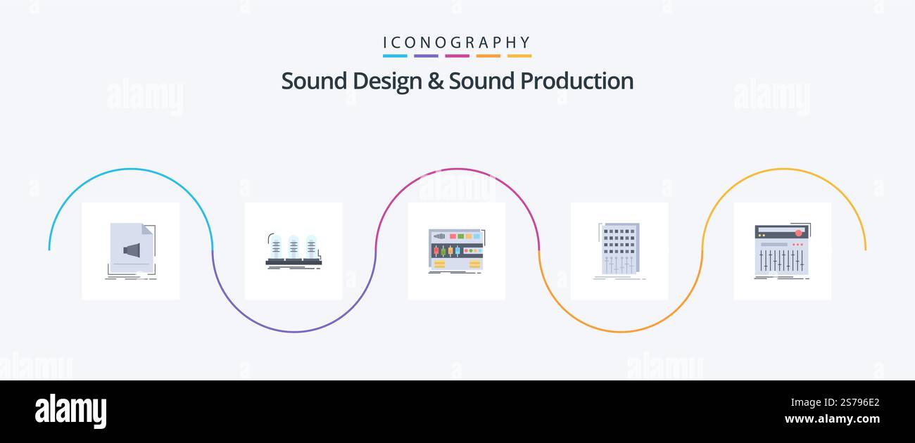 Sound Design And Sound Production Flat 5 Icon Pack Including control ...