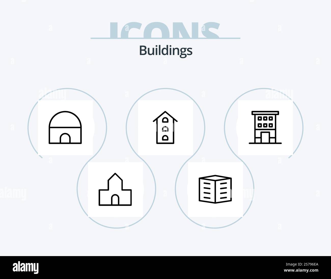 Buildings Line Icon Pack 5 Icon Design. house. building. industrial ...