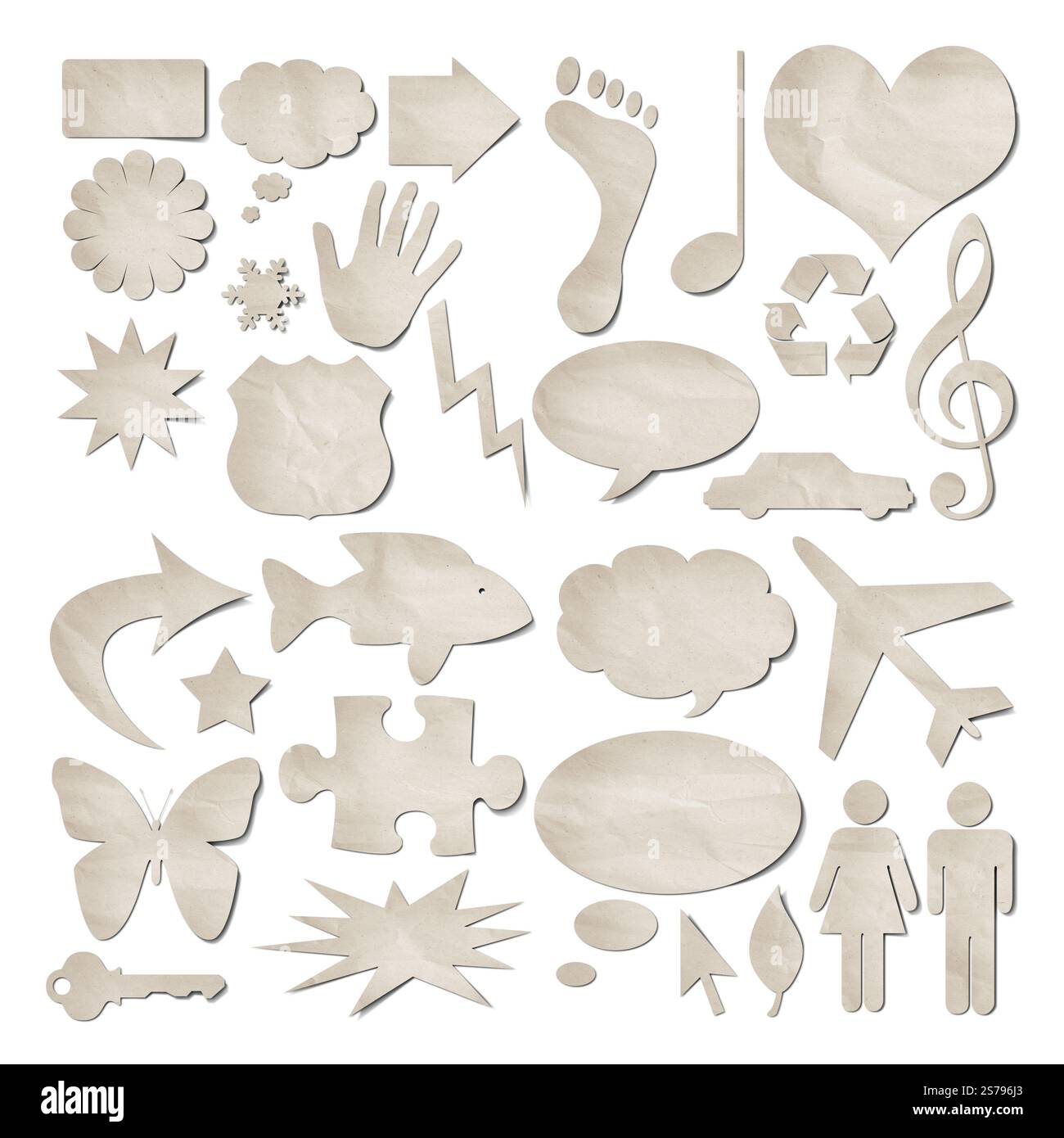 A collection of useful recycled paper stickers Stock Photo - Alamy