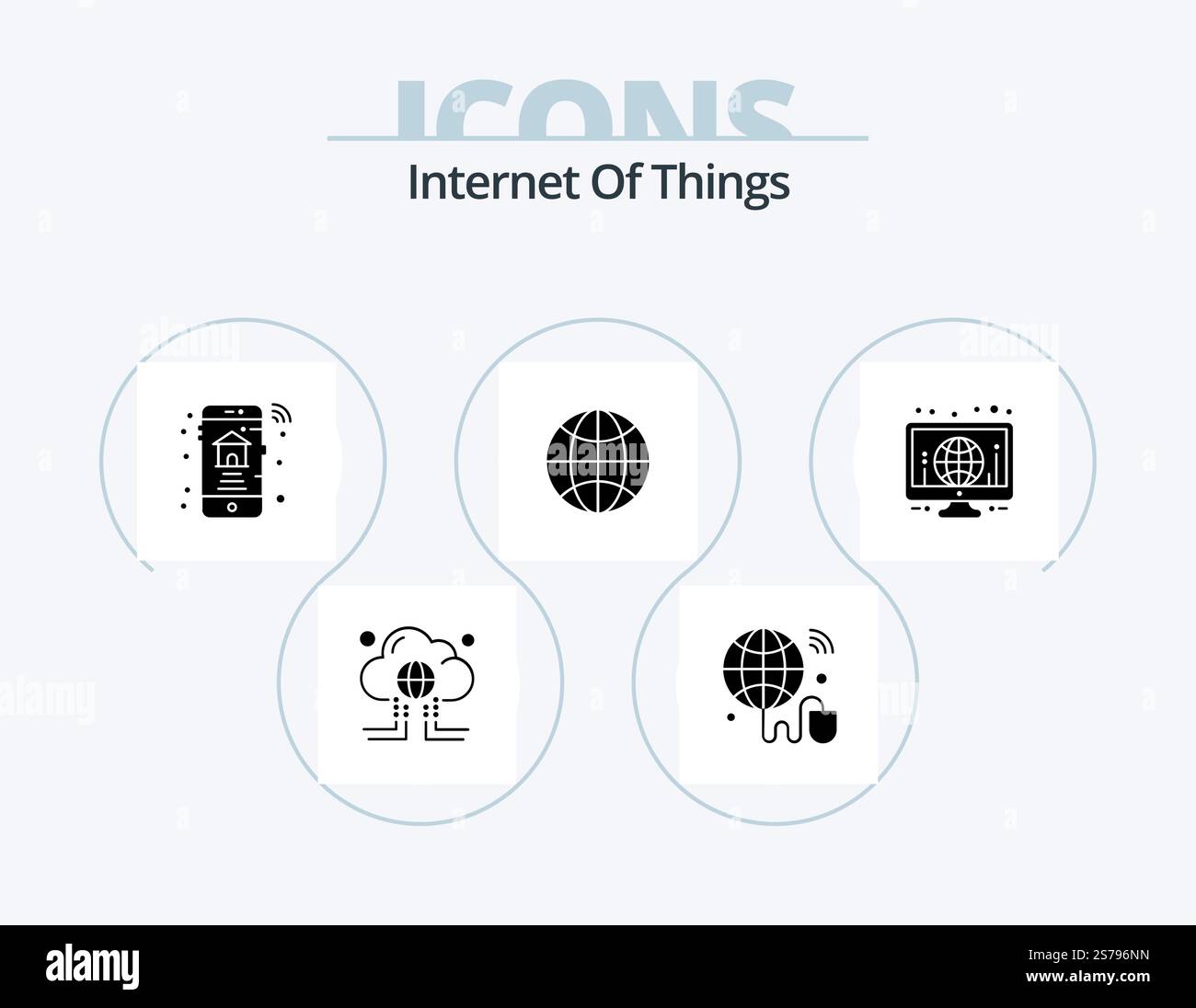 Internet Of Things Glyph Icon Pack 5 Icon Design. globe. iot. world ...