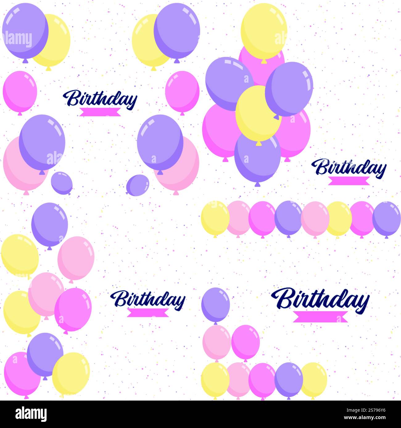 Happy Birthday announcement poster. flyer. and greeting card in a flat ...