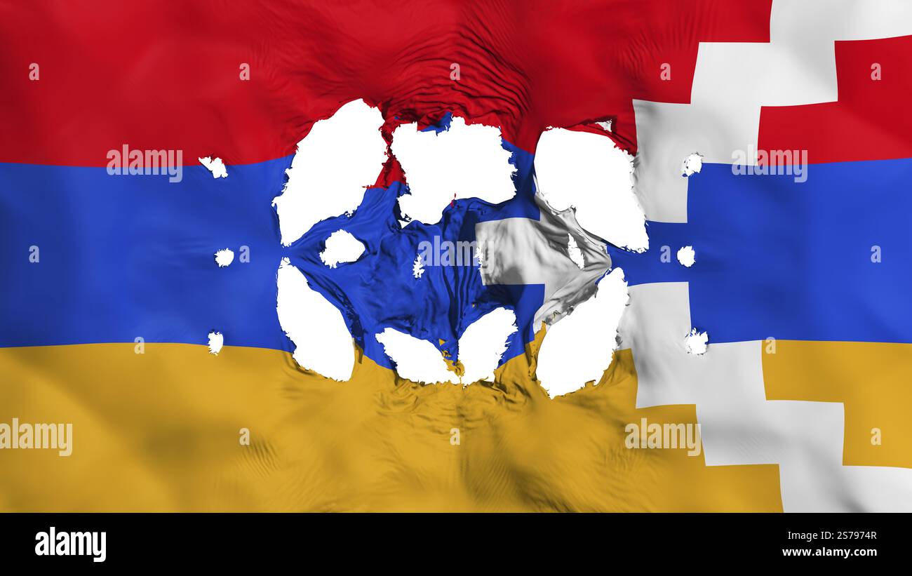 Holes in the flag of Nagorno-Karabakh, white background, 3d rendering Stock Photo - Alamy