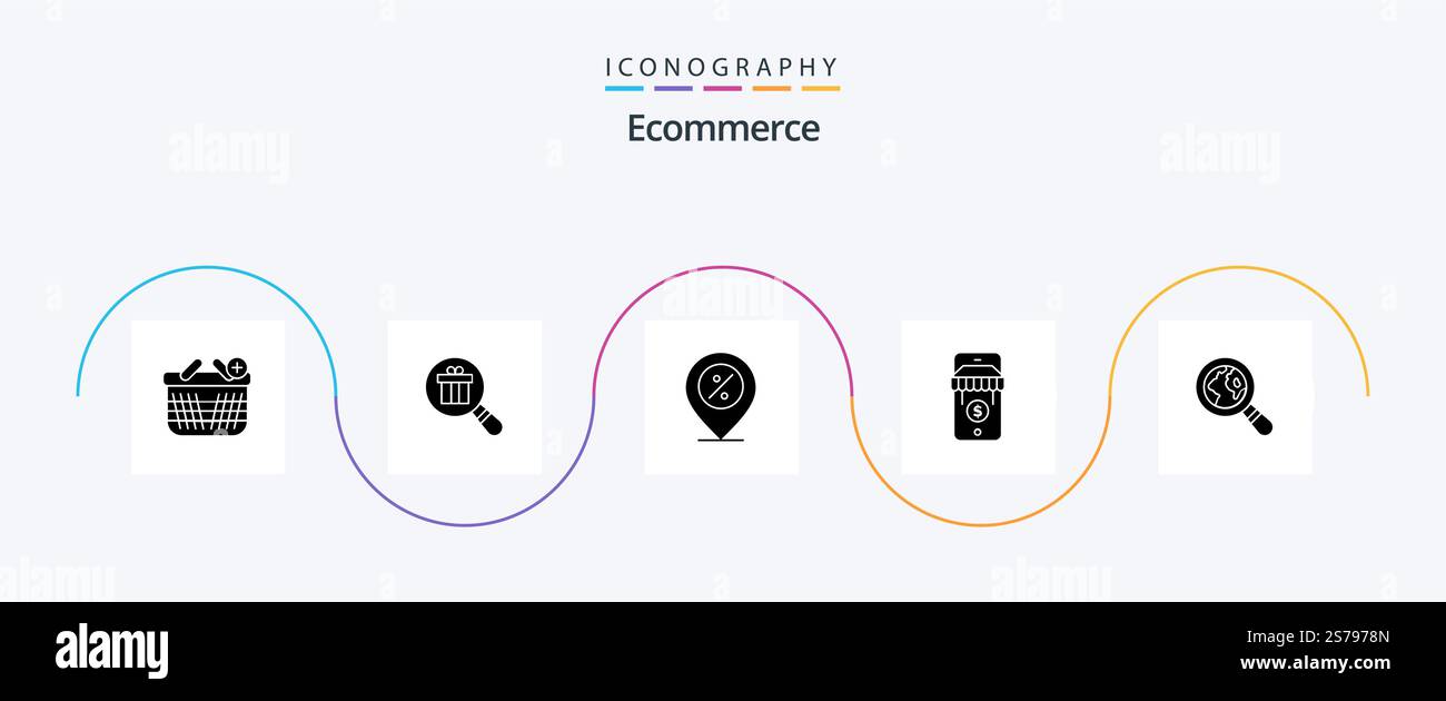 Ecommerce Glyph 5 Icon Pack Including lost. store. ecommerce. shop ...