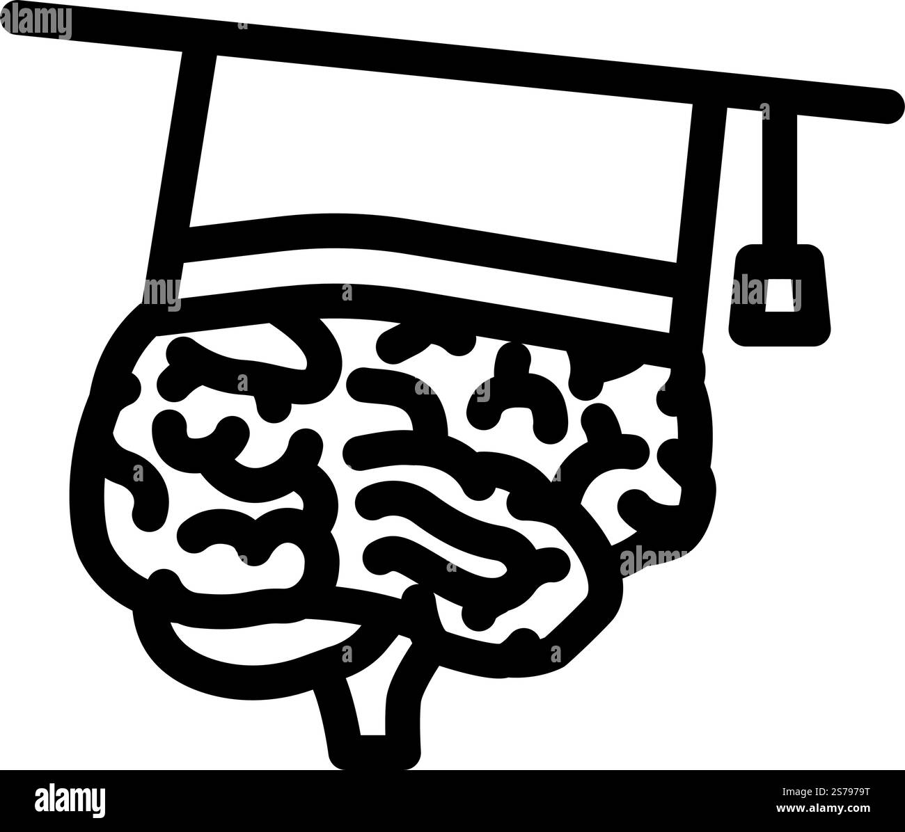 education brain line icon vector. education brain sign. isolated ...