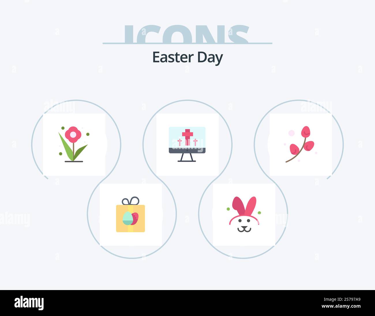Easter Flat Icon Pack 5 Icon Design. easter. plent. plant. egg. screen Stock Vector Image & Art ...