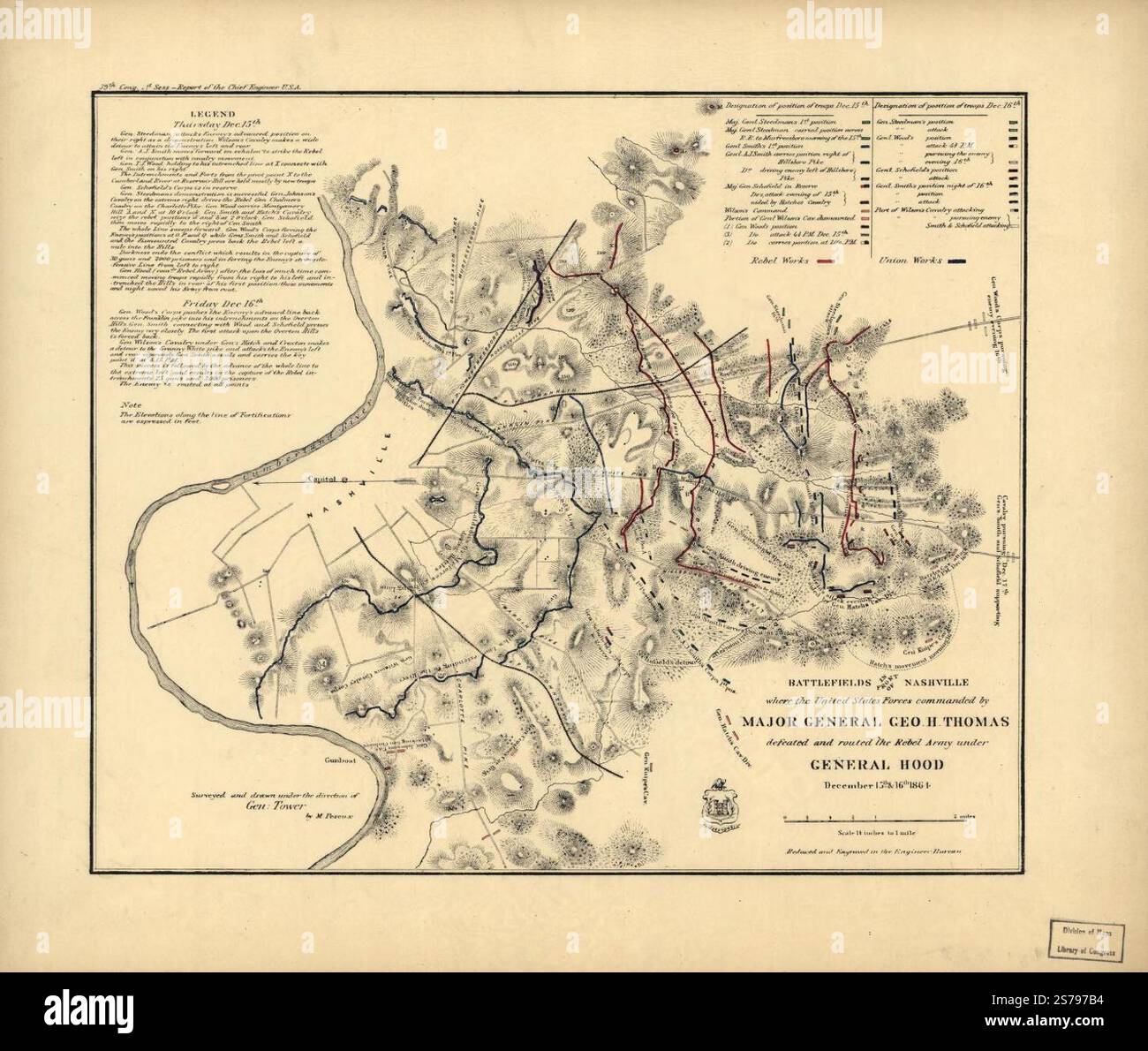 Battlefields in front of Nashville where the United States forces ...