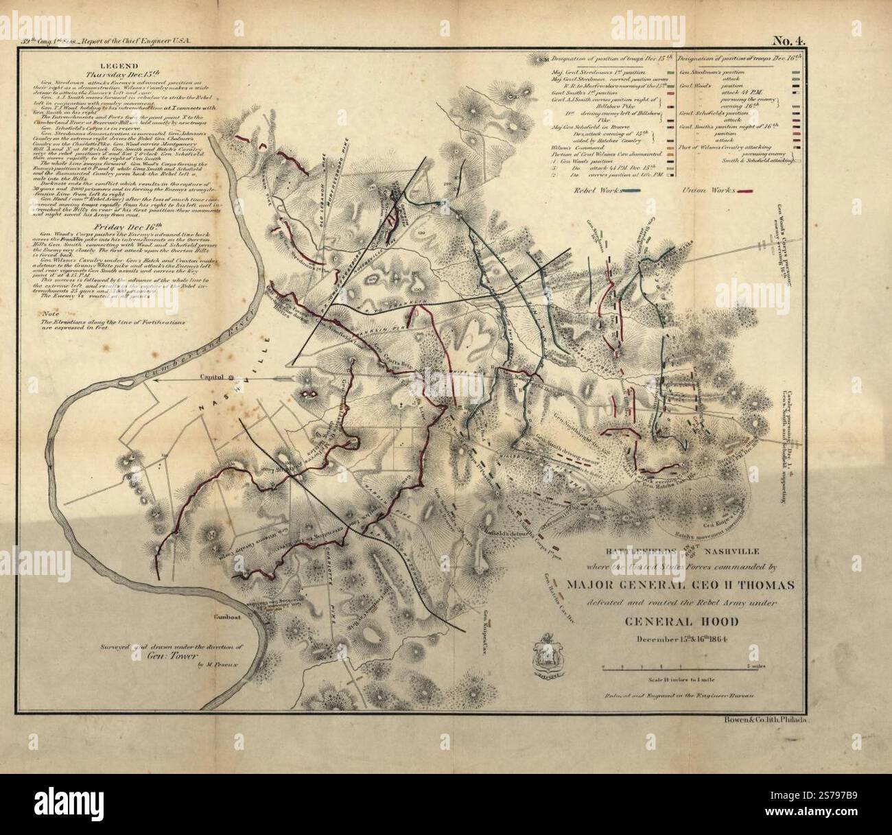 Battlefields in front of Nashville where the United States forces ...