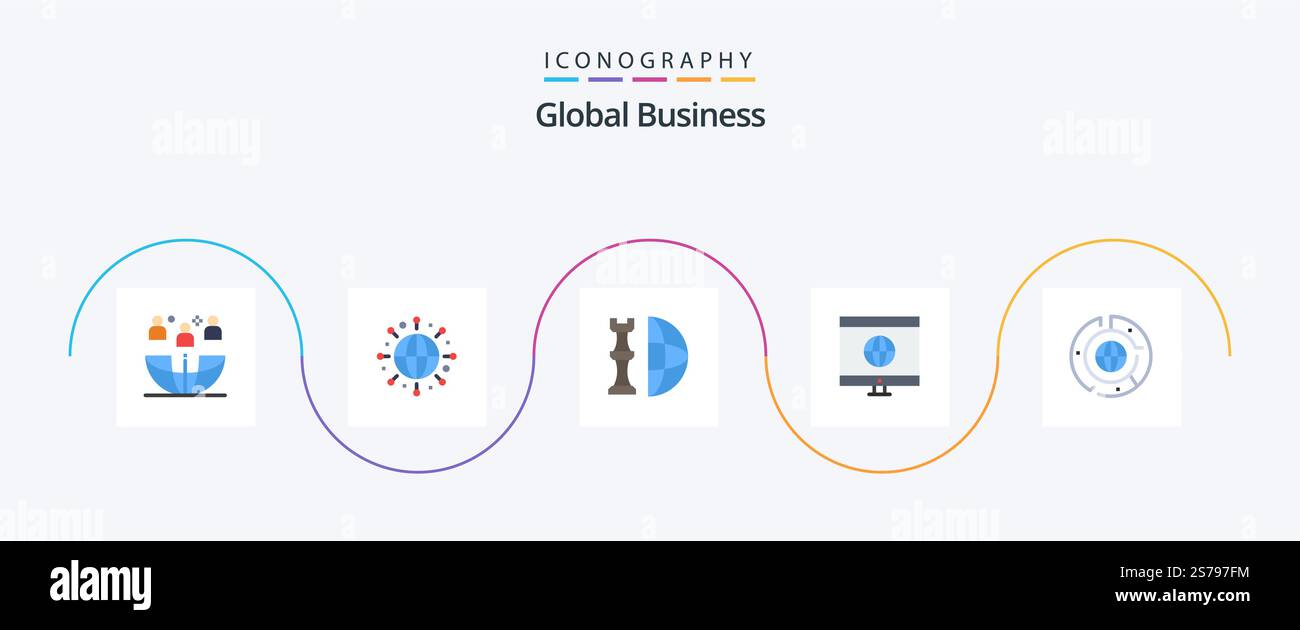 Global Business Flat 5 Icon Pack Including business. learning. chess ...
