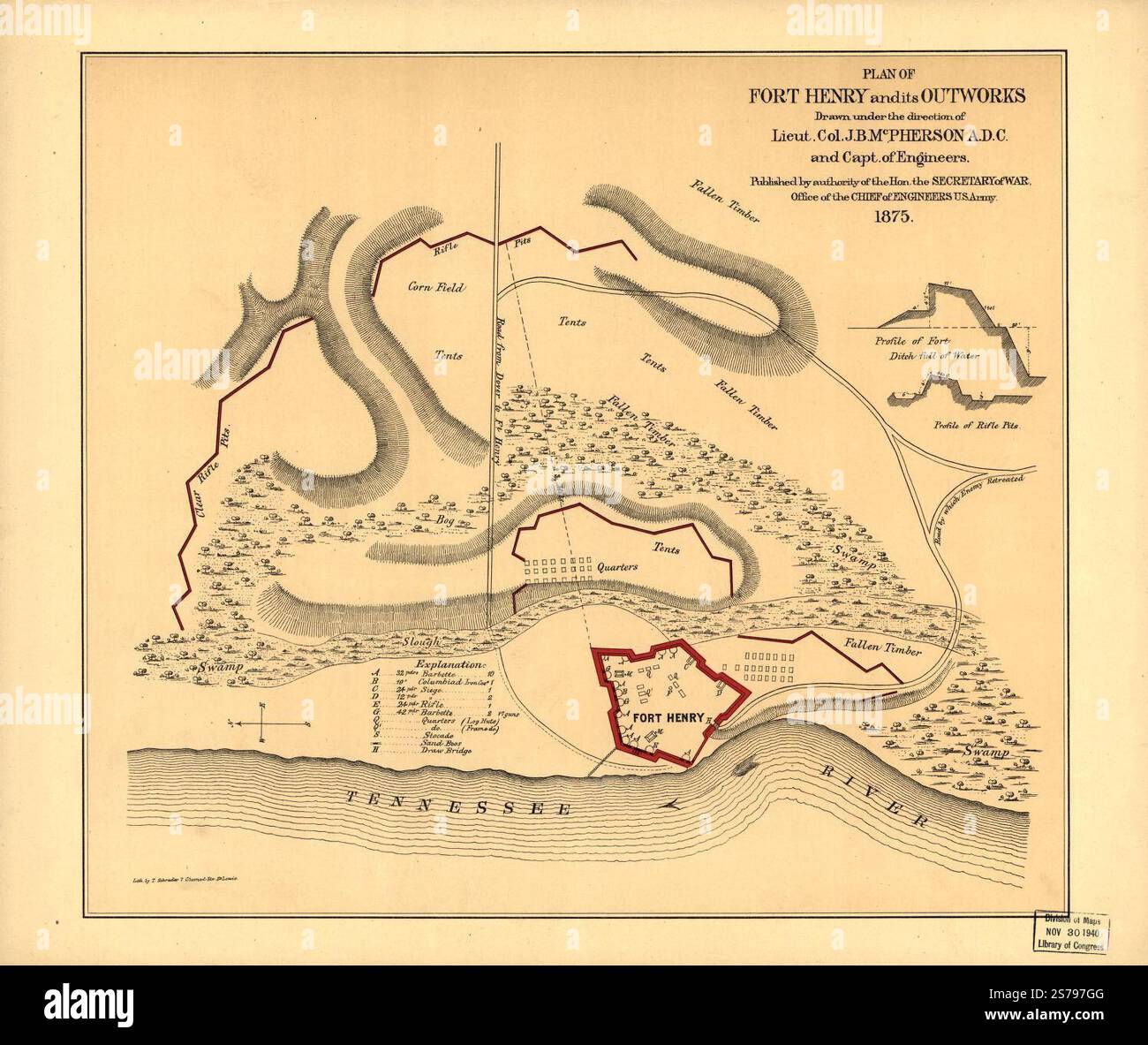 Plan of Fort Henry and its outworks. [Feb. 1862] 1875 by McPherson ...