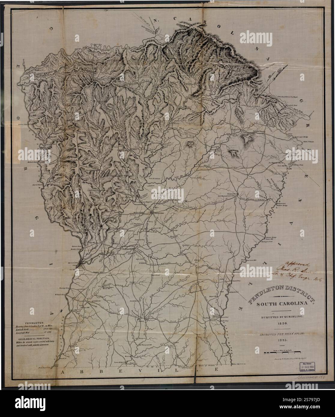 Pendleton District, South Carolina 1820 by Mills Robert, Scribling ...