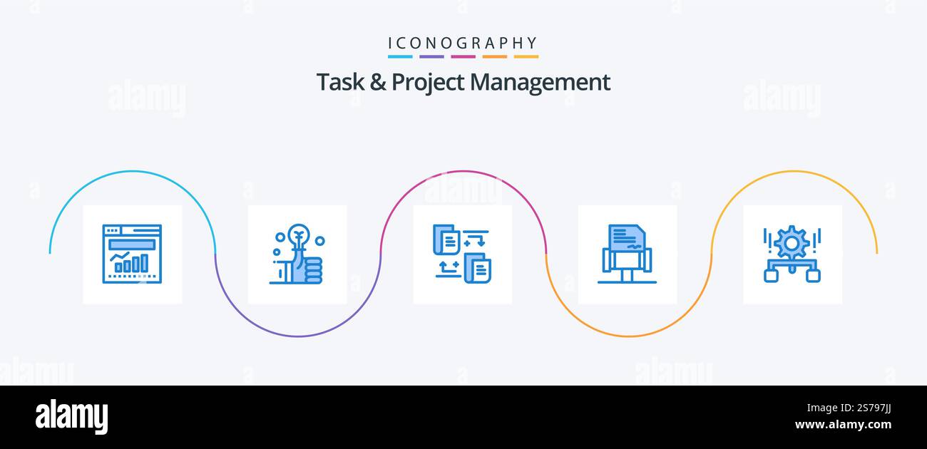 Task And Project Management Blue 5 Icon Pack Including setting. gear ...