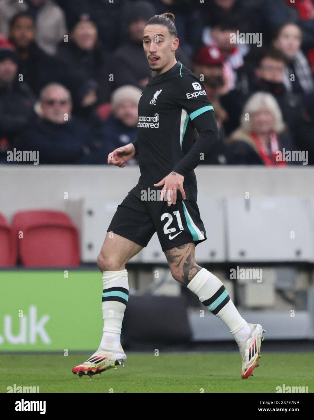 Kostas Tsimikas of Liverpool during the Premier League match Brentford ...