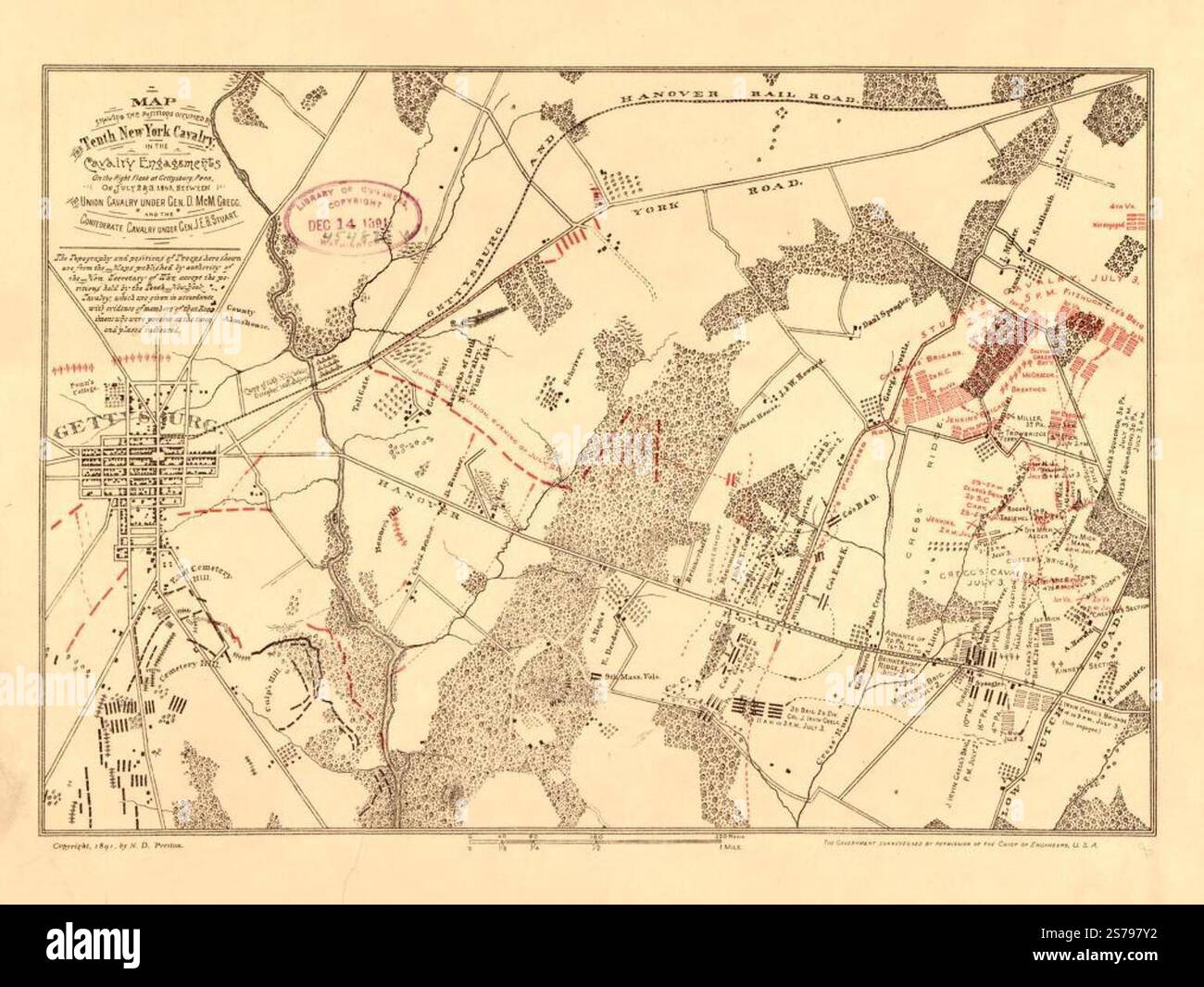Map showing the positions occupied by the Tenth New York Cavalry in the ...