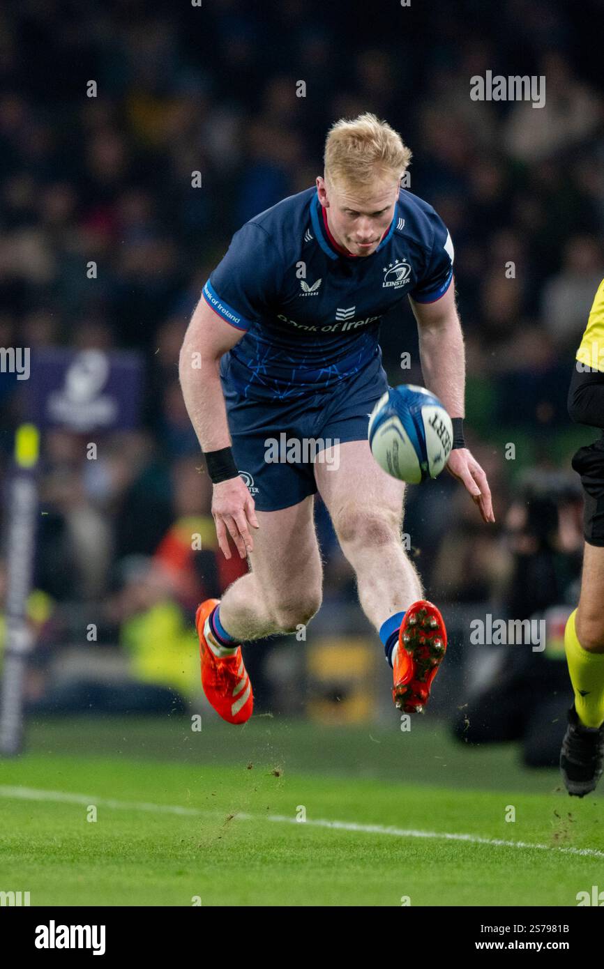 Dublin, Ireland. 19th Jan, 2025. Jamie Osborne of Leinster in action ...
