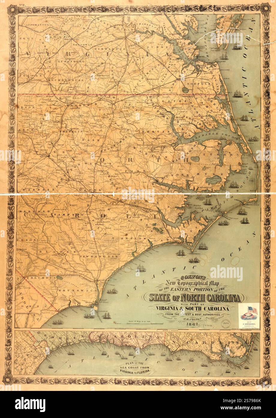 Colton's new topographical map of the eastern portion of the state of North Carolina with part ...