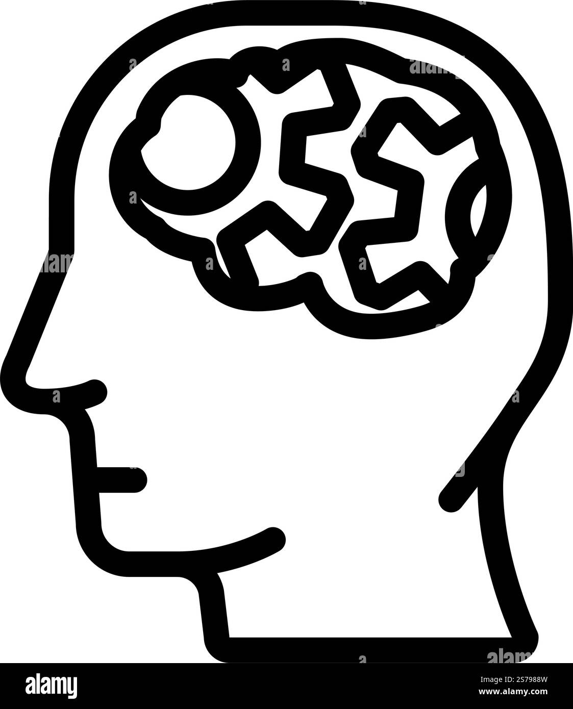 think brain human line icon vector. think brain human sign. isolated ...