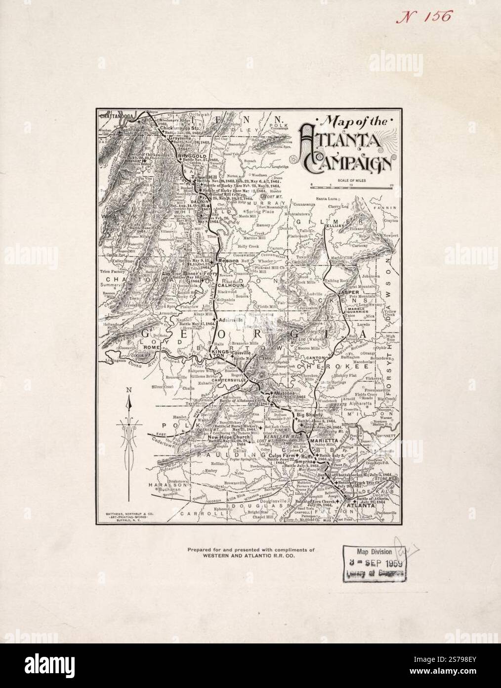 Map of the Atlanta Campaign 1887 by Western and Atlantic Railroad ...