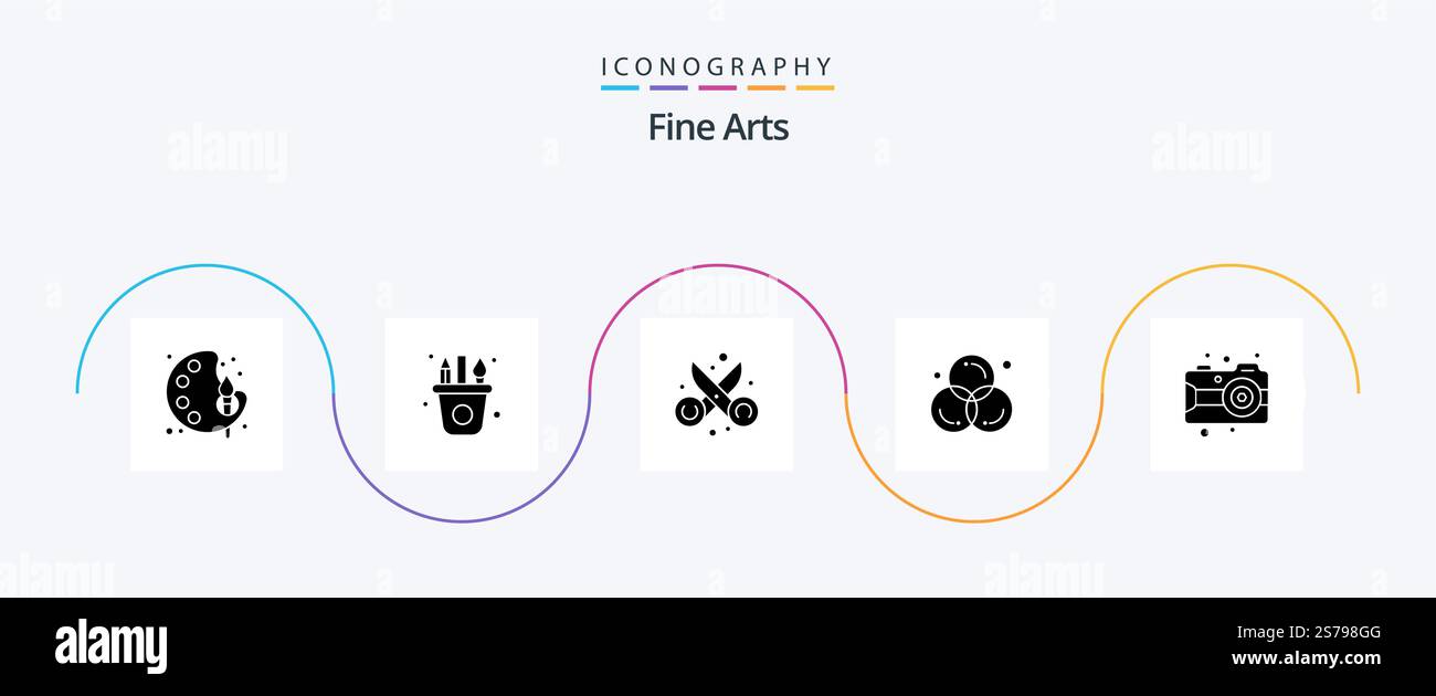 Fine Arts Glyph 5 Icon Pack Including graphic. color. clippers. circle. art Stock Vector Image ...