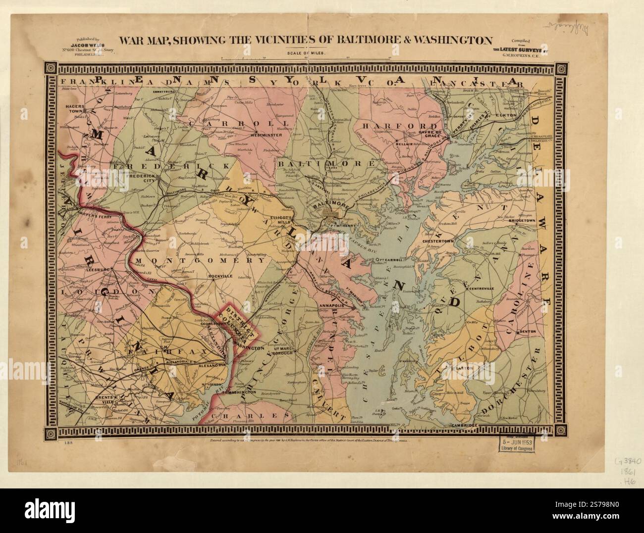 War map, showing the vicinities of Baltimore & Washington, 1861 by ...