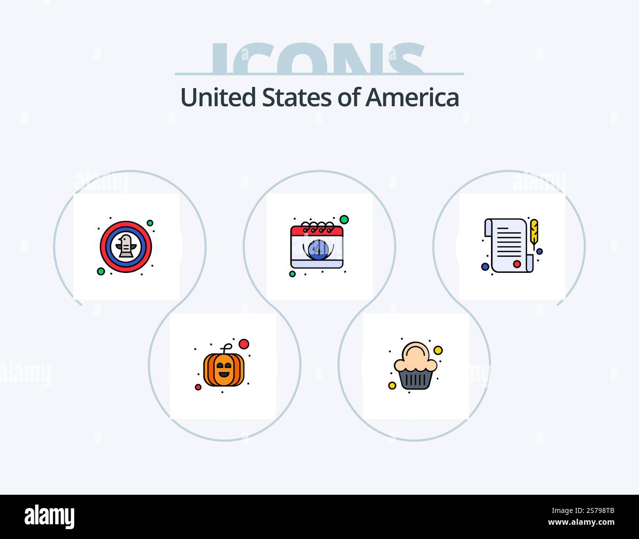 Usa Line Filled Icon Pack 5 Icon Design. building. soda. american ...