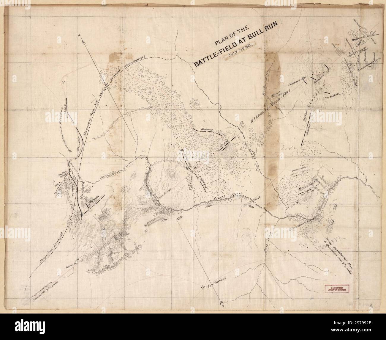 Plan of the battle-field at Bull Run, July 21st 1861. 1861 by Whipple ...