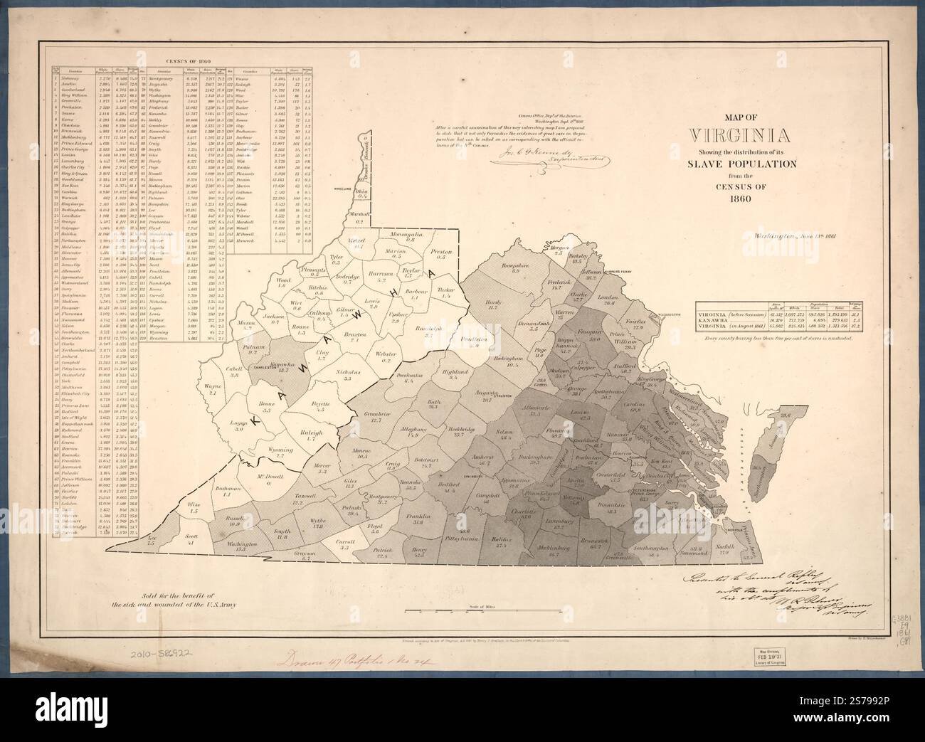 Map of Virginia : showing the distribution of its slave population from ...