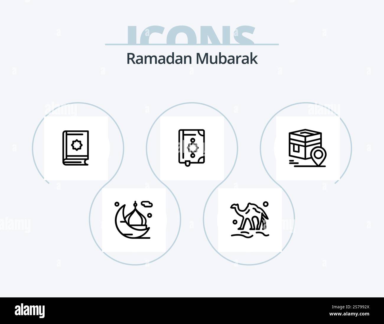 Ramadan Line Icon Pack 5 Icon Design. islam. mosque. cresent. namaz ...