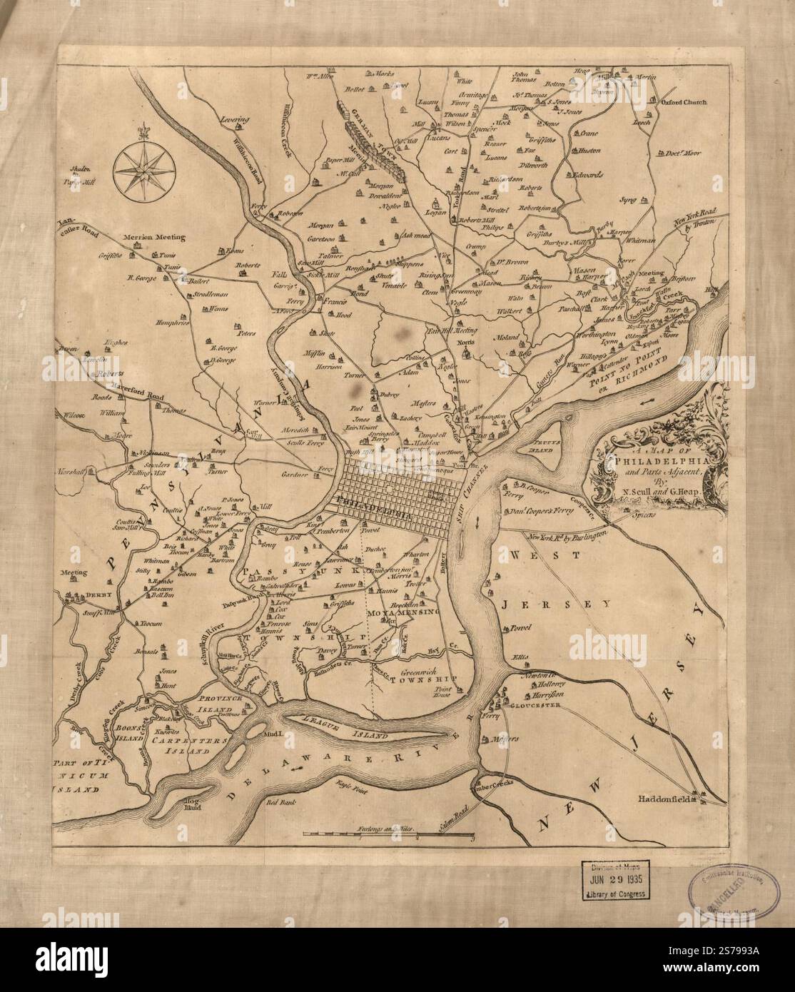 A map of Philadelphia and parts adjacent, 1777 by Scull Nicholas, Heap ...