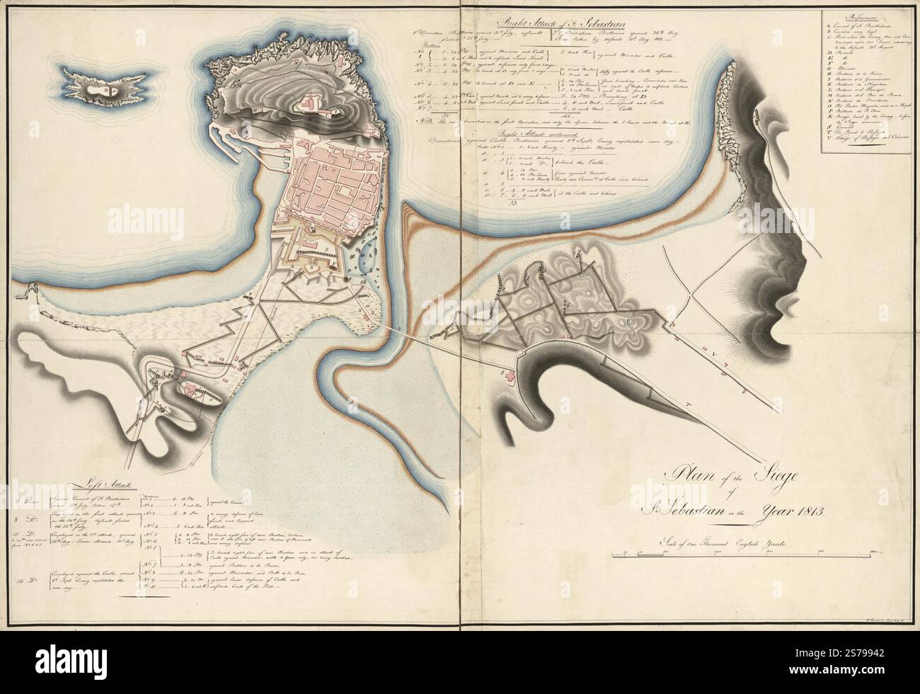 Plan of the siege of St. Sebastian in the year 1813 1813 Stock Photo ...