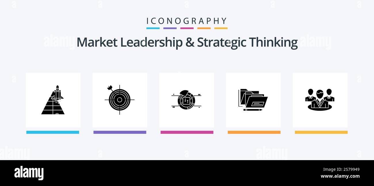 Market Leadership And Strategic Thinking Glyph 5 Icon Pack Including ...