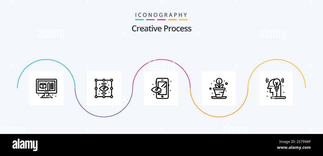 Creative Process Line 5 Icon Pack Including . man. process. process. growth Stock Vector Image ...