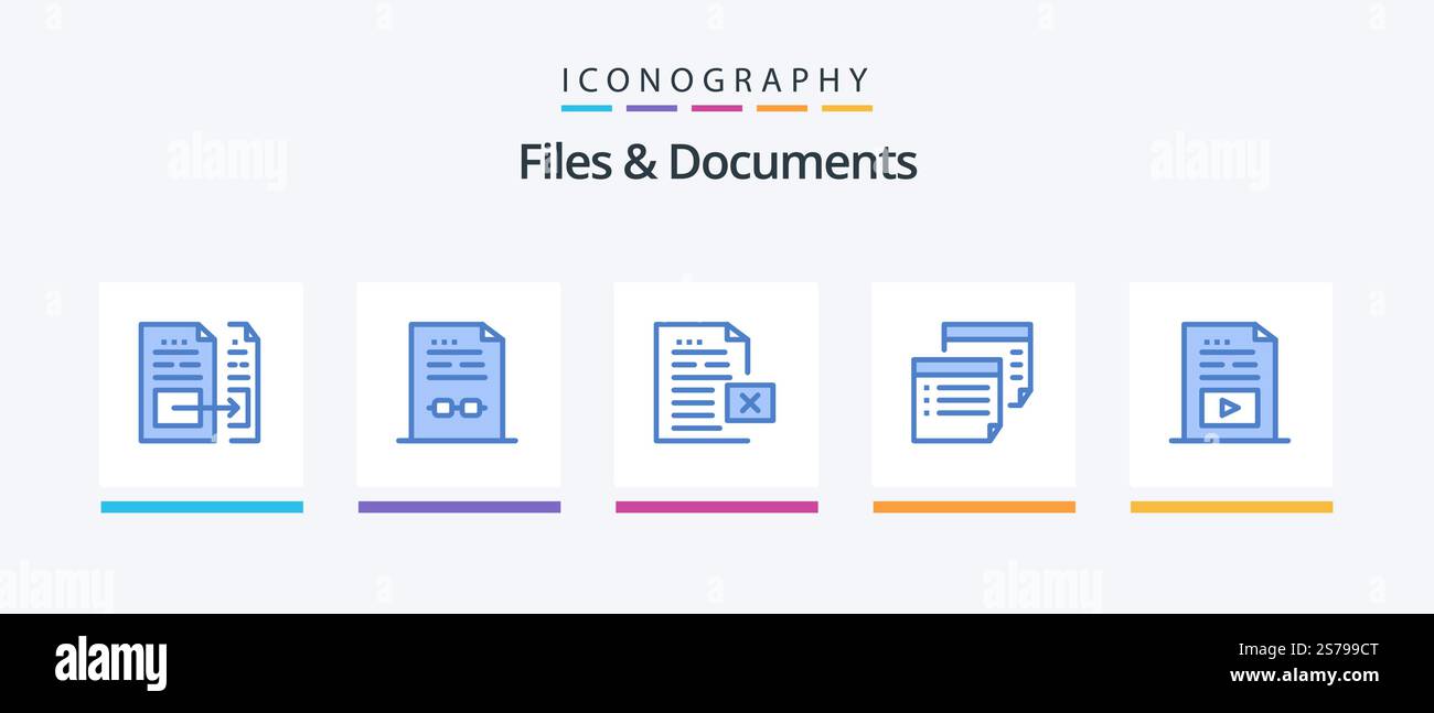 Files And Documents Blue 5 Icon Pack Including paper. note. contract ...