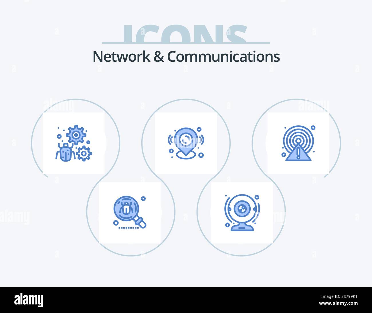 Network And Communications Blue Icon Pack 5 Icon Design. location. pin ...