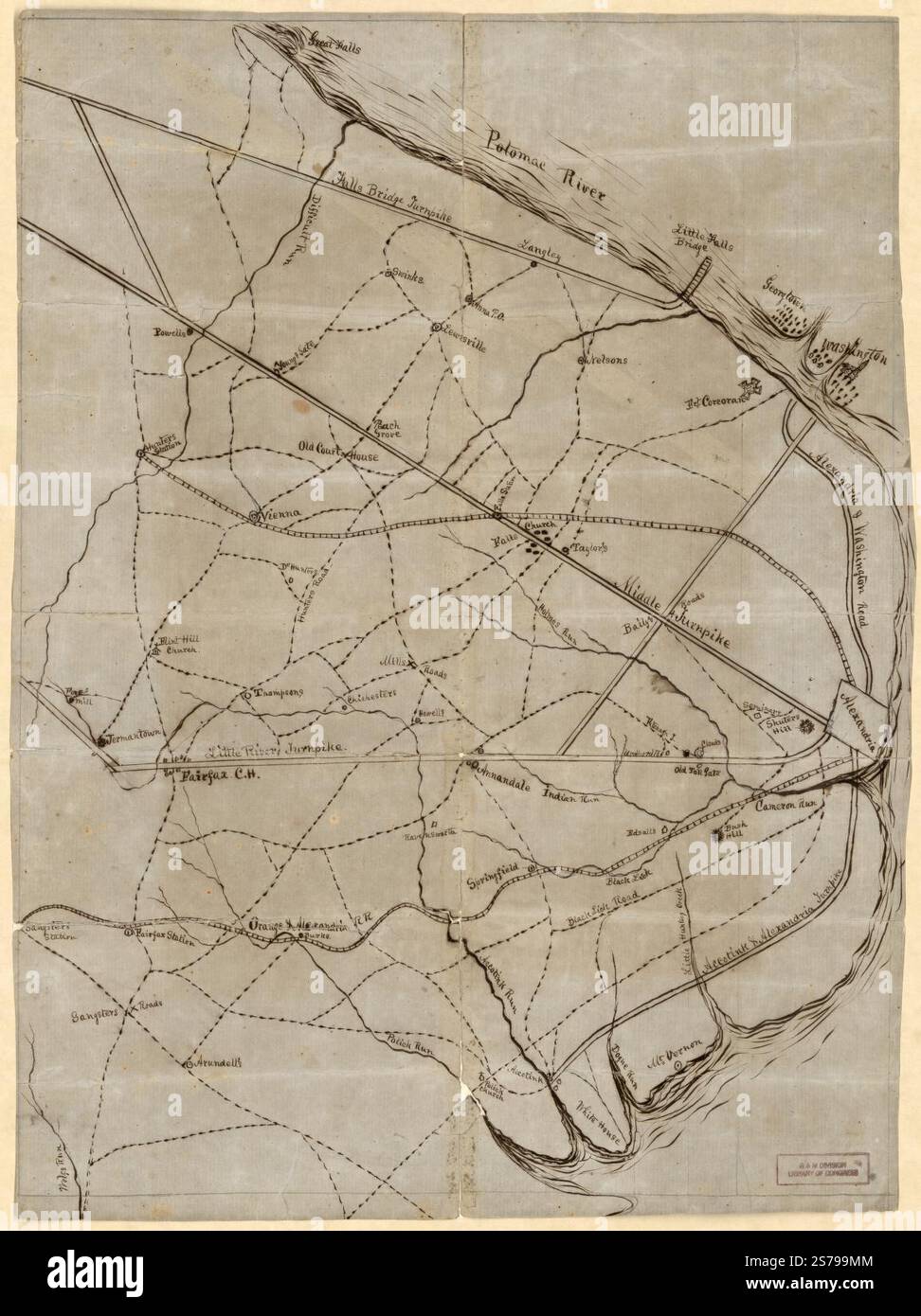 [A Civil War field map of Fairfax County, Virginia with Fort Coccoran ...