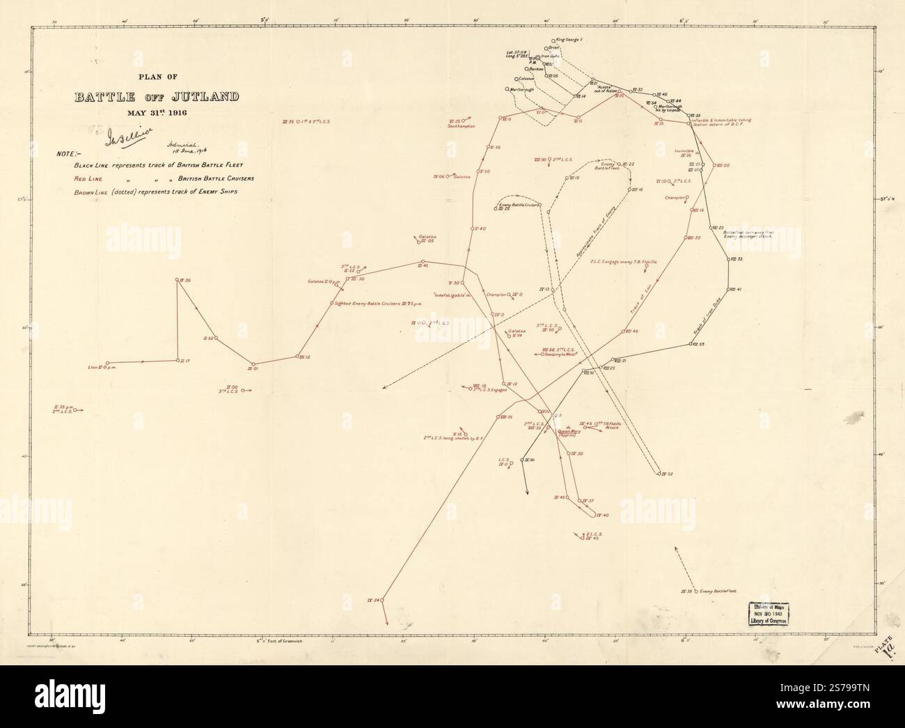 [Plans of the Battle of Jutland, May 31st 1916]. 1916 by Great Britain ...