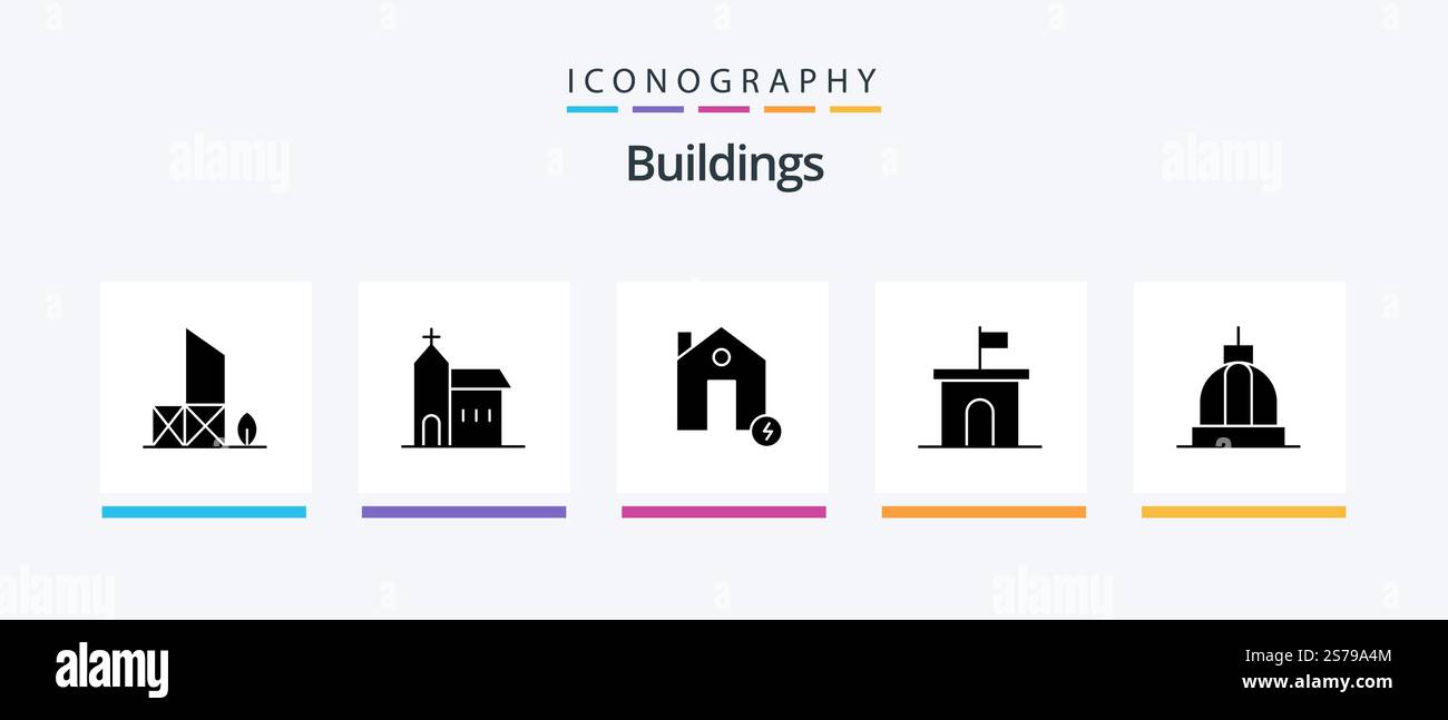 Buildings Glyph 5 Icon Pack Including flag. architecture. historic ...