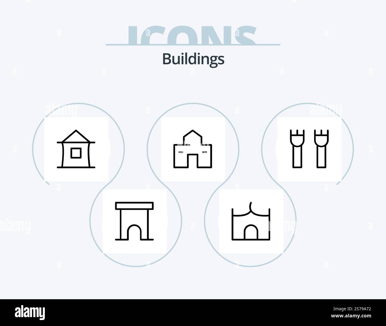 Buildings Line Icon Pack 5 Icon Design. shack. house. castle. home ...