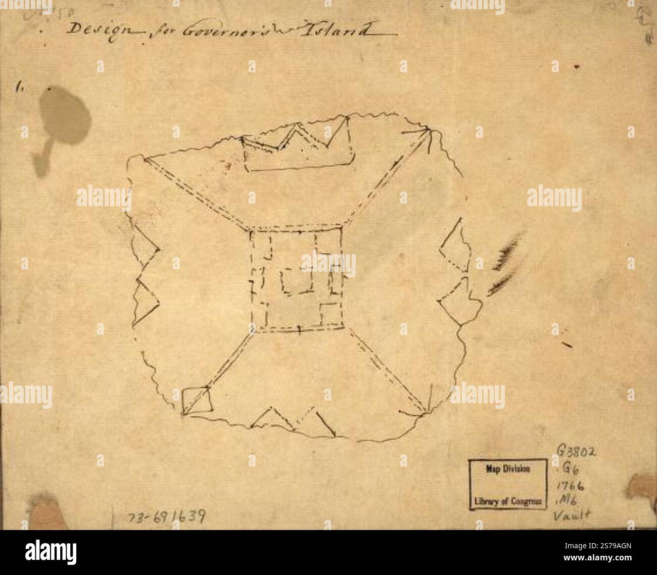 Design for Governor's Island. 1760 by Montrésor John Stock Photo - Alamy