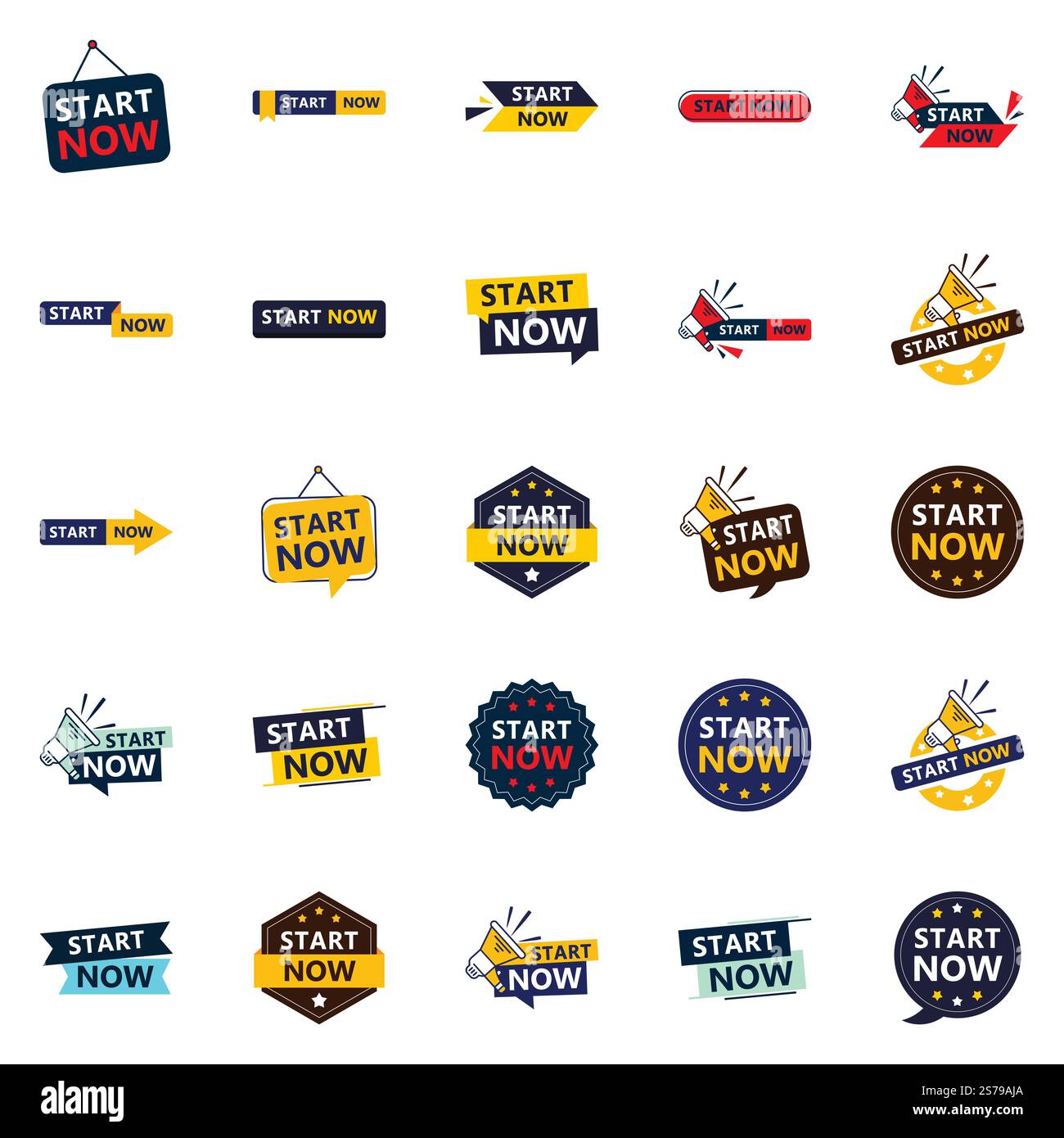 Start Now 25 Eye catching Typographic Banners for driving action Stock ...